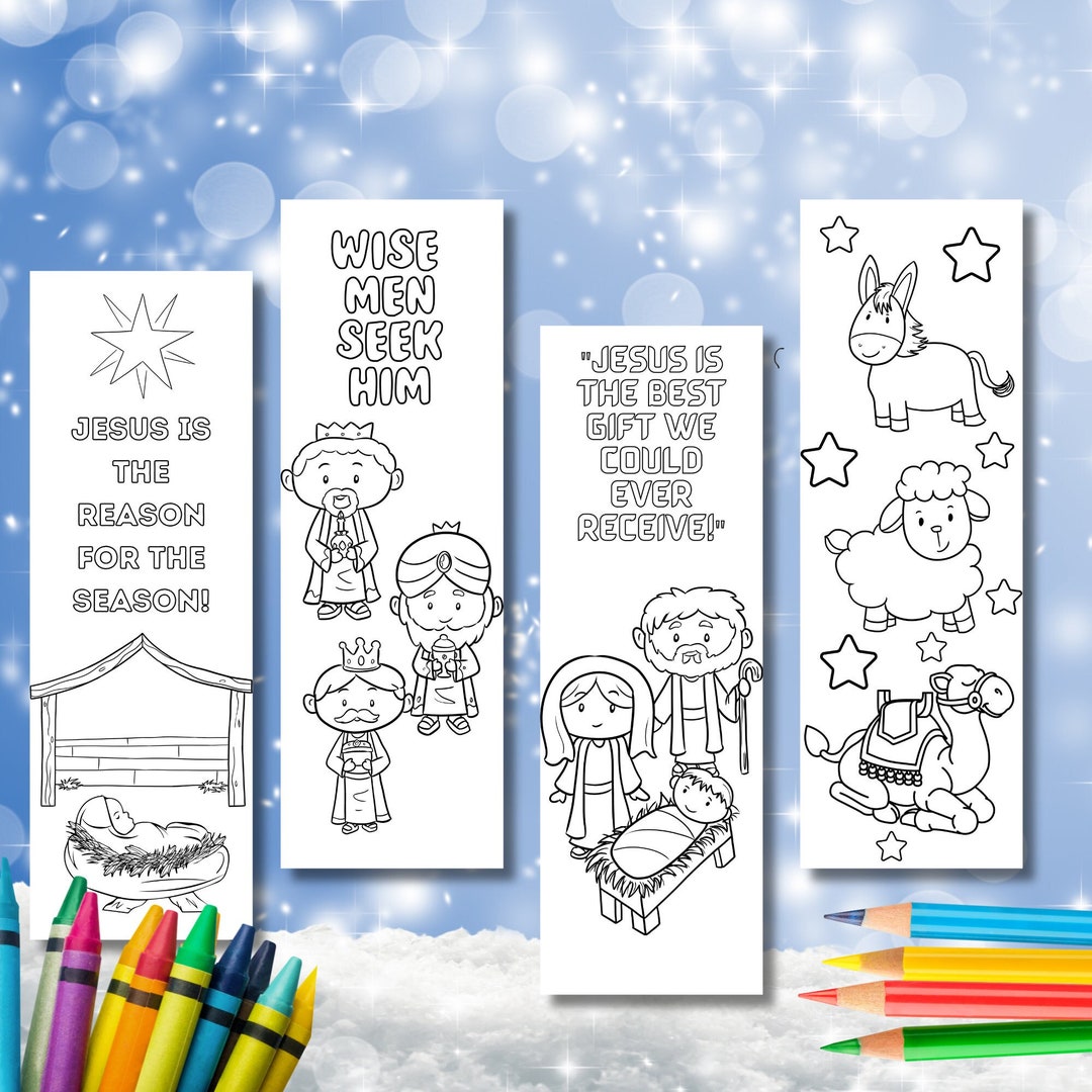 Christmas Nativity Coloring Bookmarks for Kids Coloring Pages Classroom ...