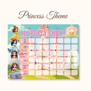 Printable Kids Princess Potty Chart for Girls Toddler Potty Training ...