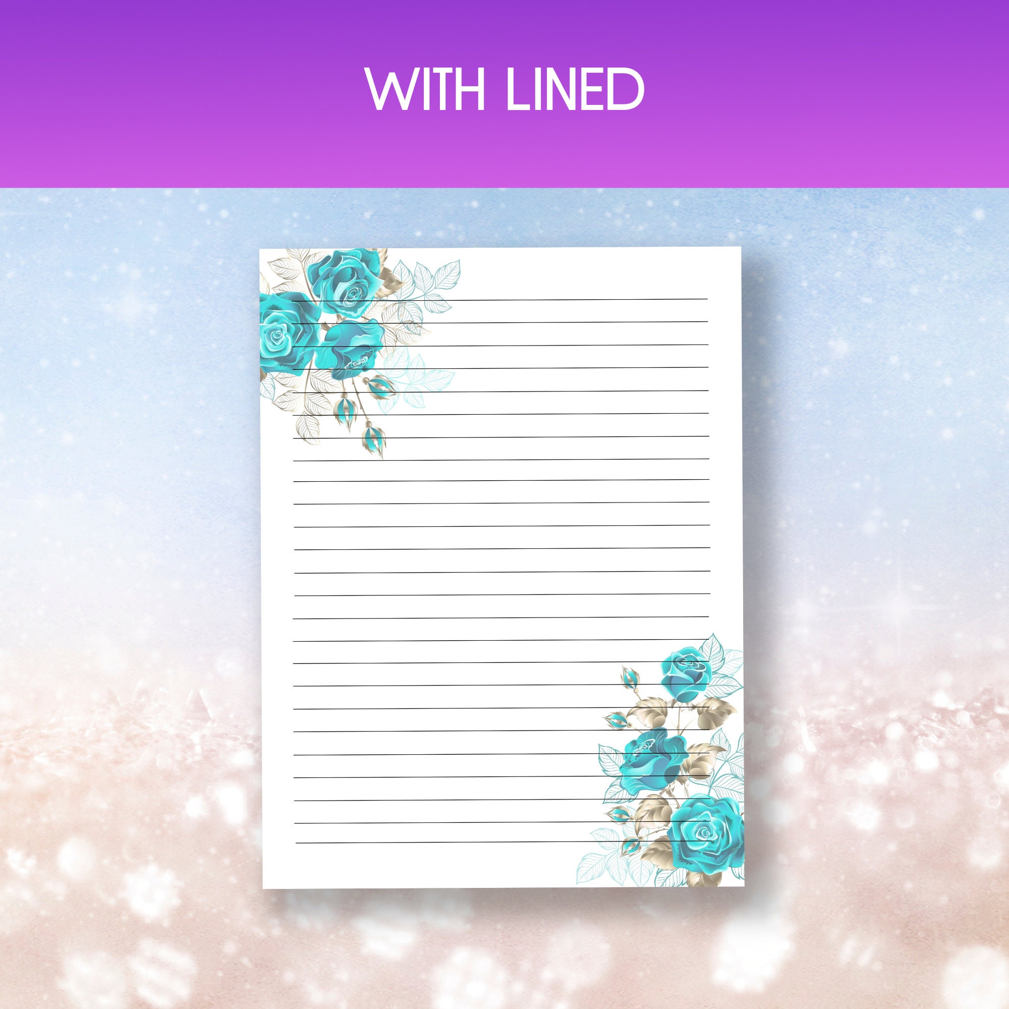 Printable Rose Stationery Flower Stationery Floral Stationery Set ...