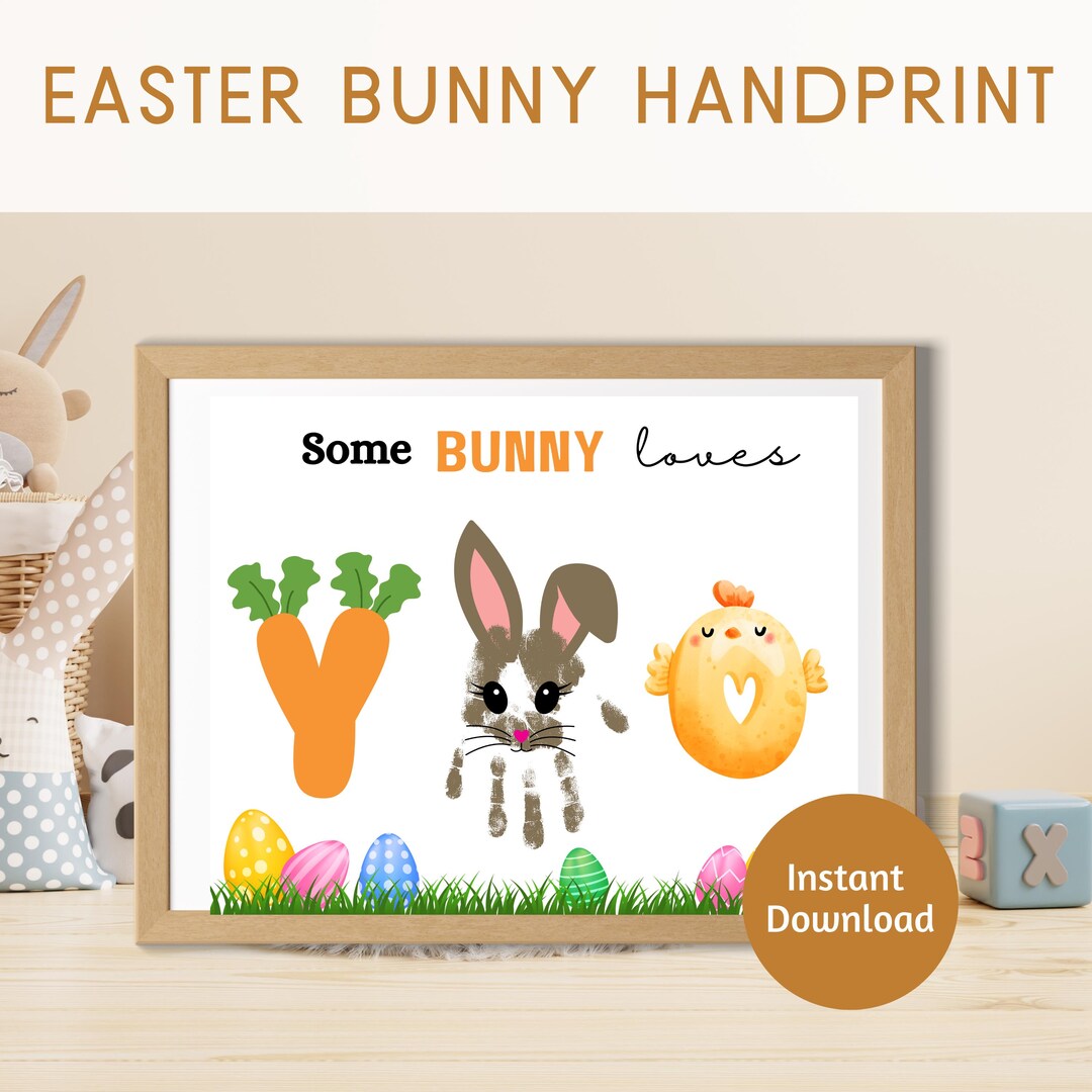 Easter Bunny Footprint Craft Some Bunny Loves You Baby Easter Toddler ...