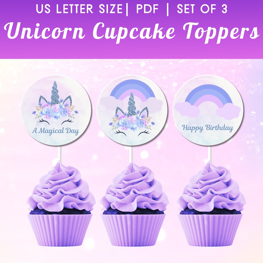 Unicorn Cupcake Toppers Printable Unicorn Cupcake Decoration Unicorn