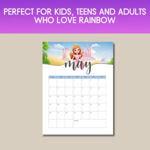 Printable 2024- 2025 Princess Calendar Kids Monthly Planner Unique ...