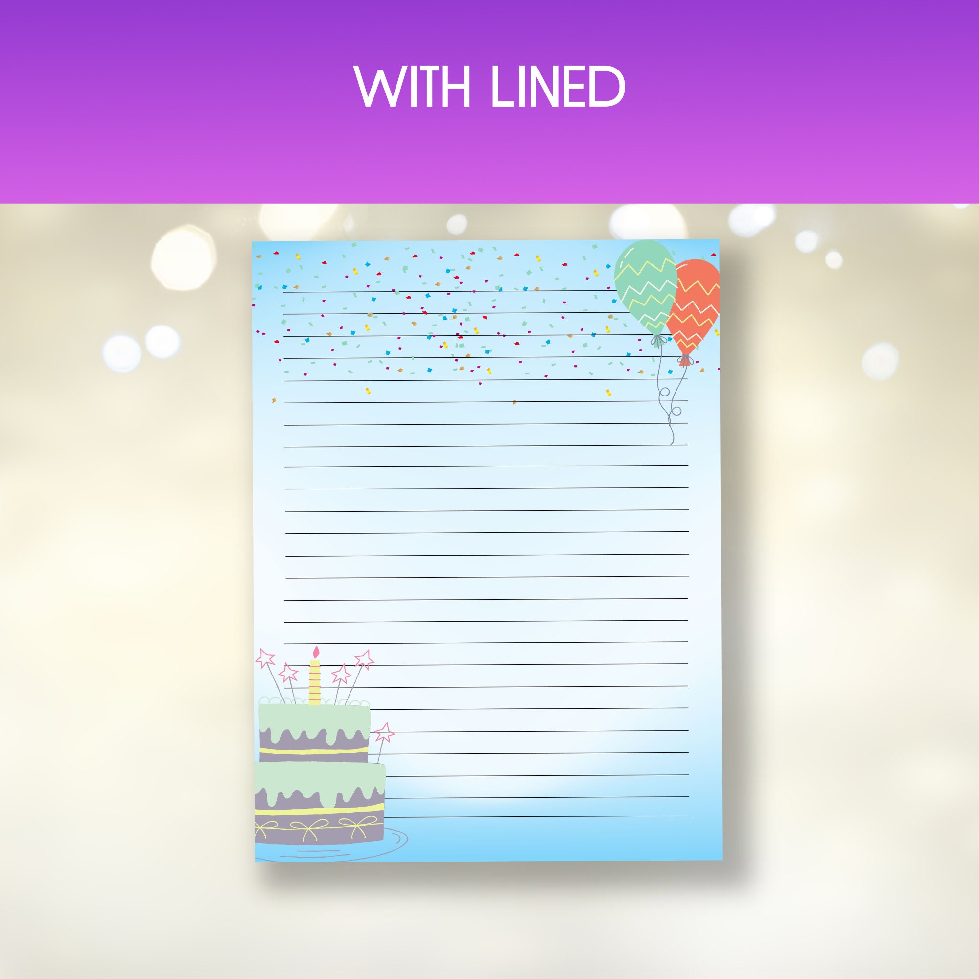 Birthday Stationery, Printable Stationery, Birthday Gifts, Birthday ...