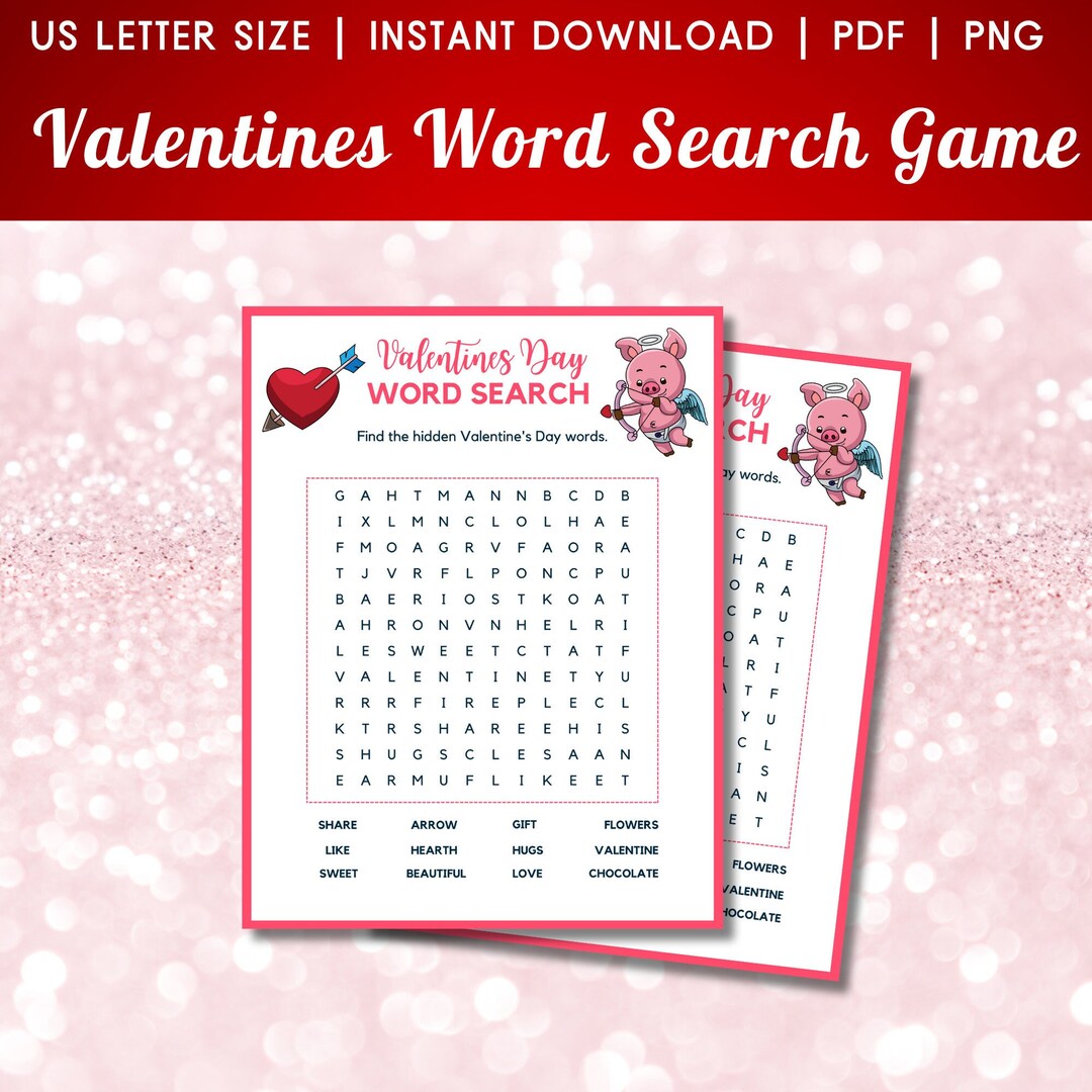 Printable Word Search Valentines Day Games Word Search for Kids Class ...