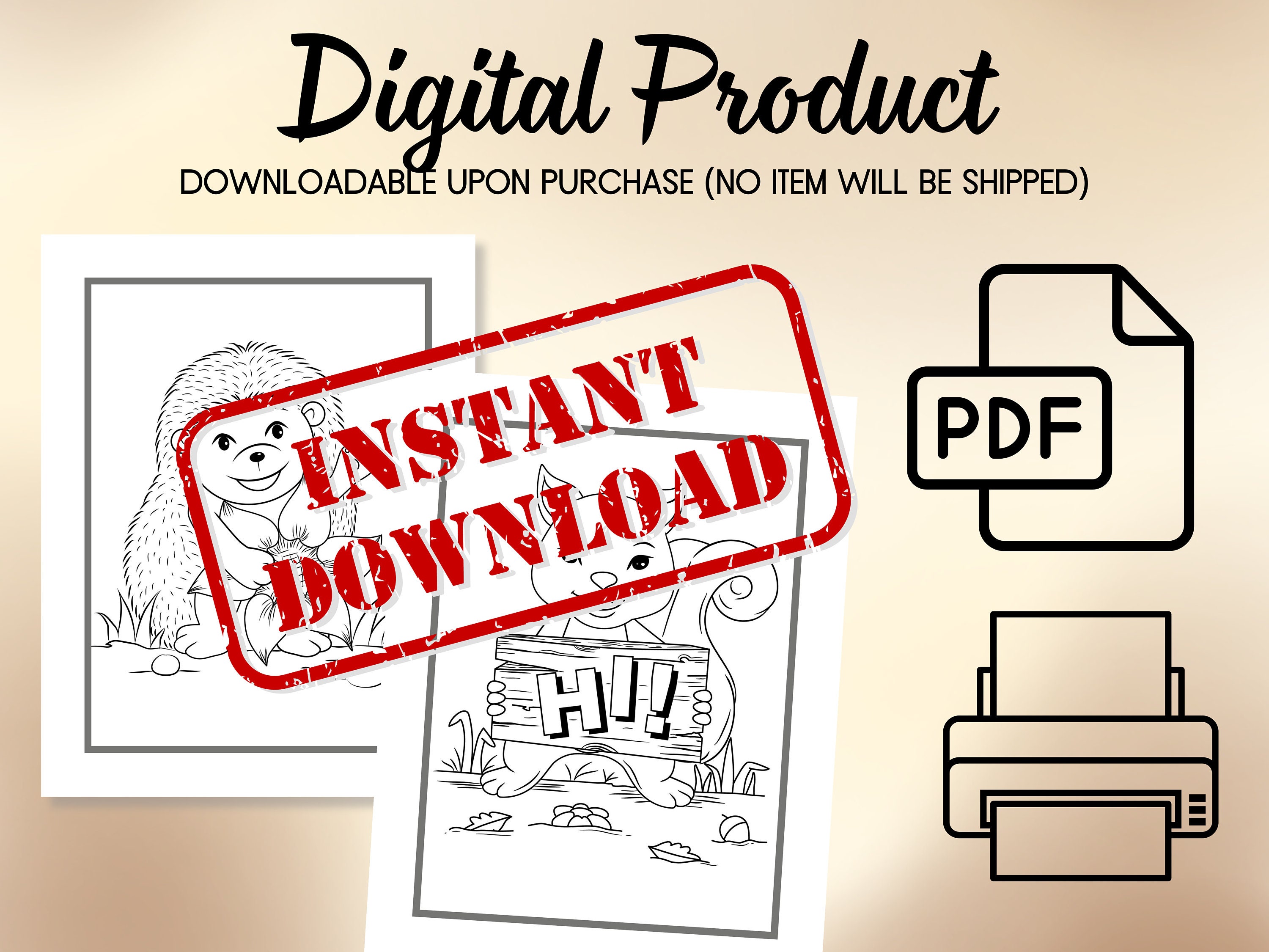 Coloring Pages Kids Woodland Creatures Hedgehog Squirrels Animal ...