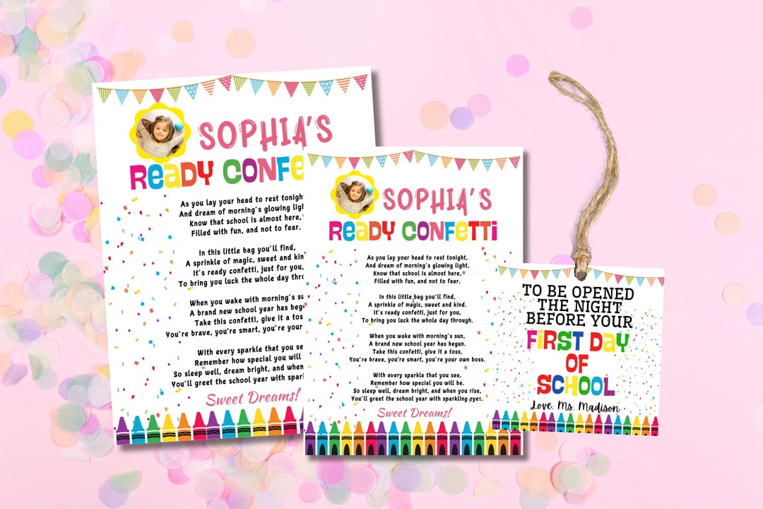 Editable Ready Confetti Printable First Day of School With Photo Poem ...