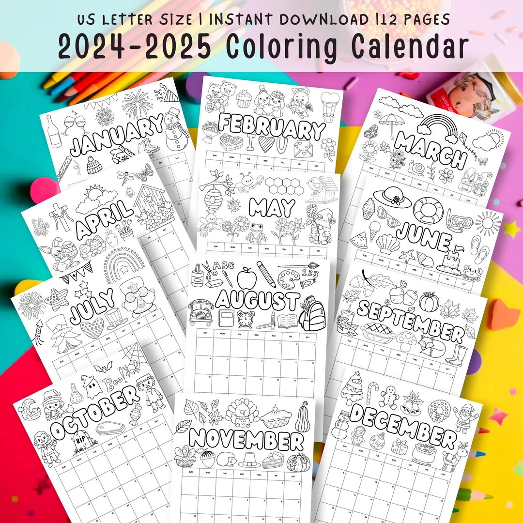 Printable 2026 Coloring Calendar for Kids Elementary Teacher Calendar ...