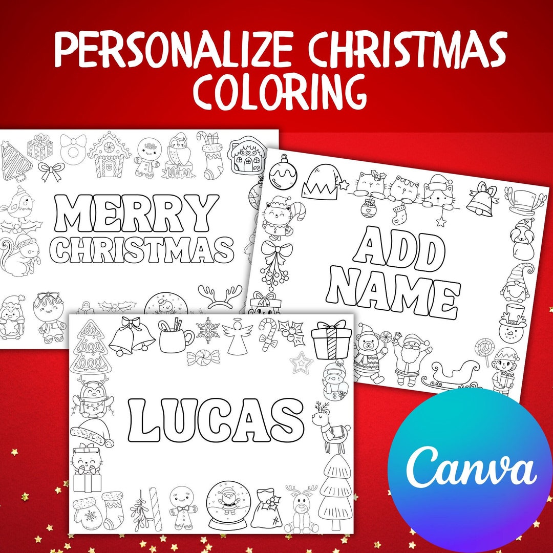 Christmas Coloring Placemat Personalized Homeschool Kindergarten 3 Fun ...