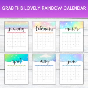 2024 Monthly Calendar Landscape Printable Calendar Template Rainbow ...