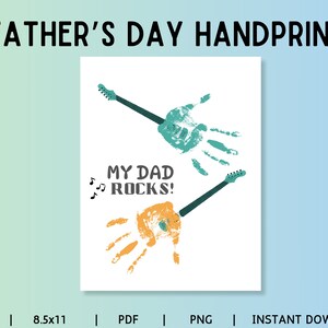 Fathers Day Handprint Craft Dad Rocks Guitar Handprint Art Craft ...