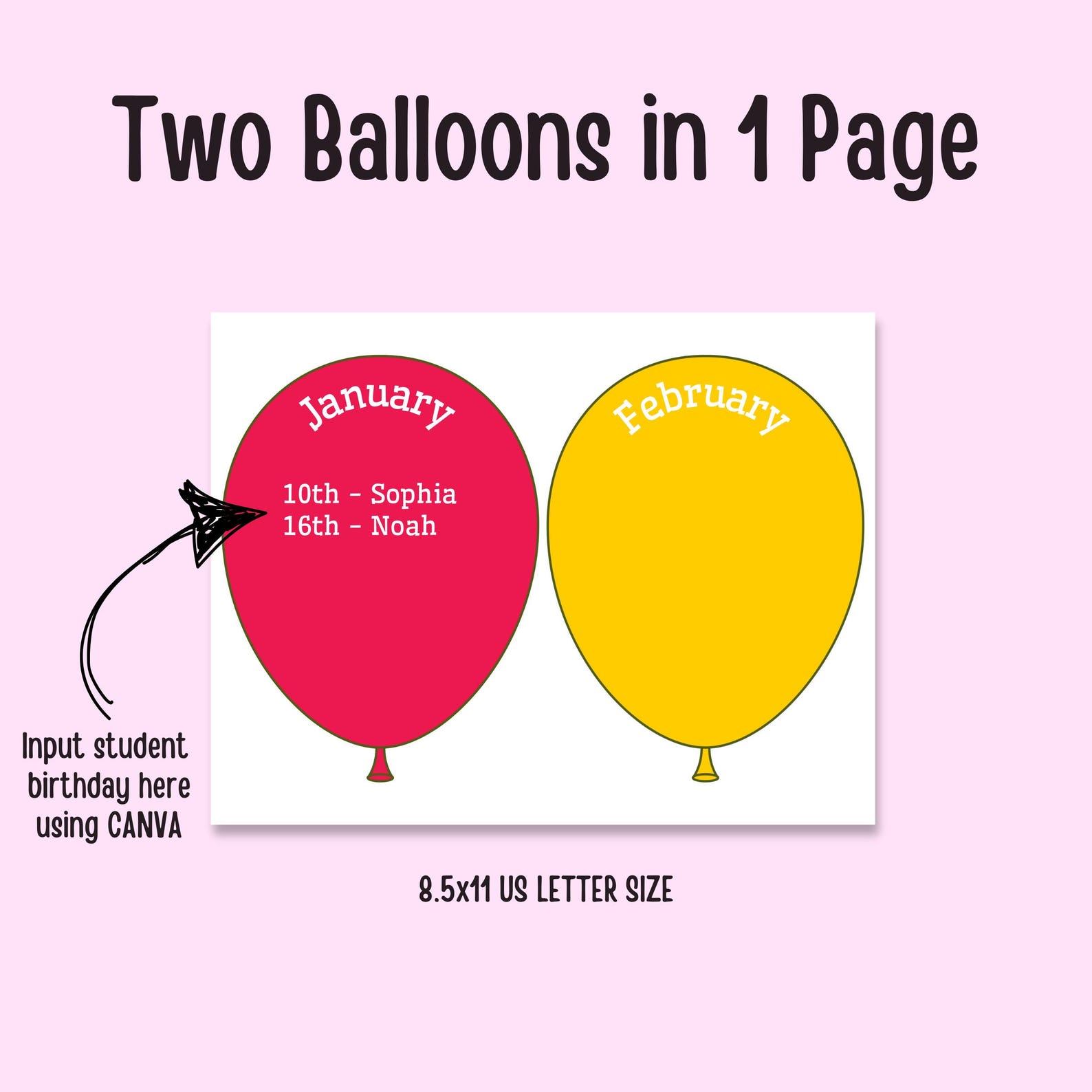 Birthday Bulletin Board Printable Rainbow Balloons Color Class Birthday ...