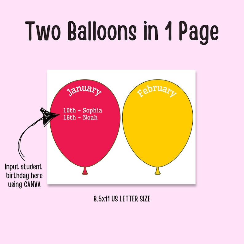 Birthday Bulletin Board Printable Rainbow Balloons Color Class Birthday ...