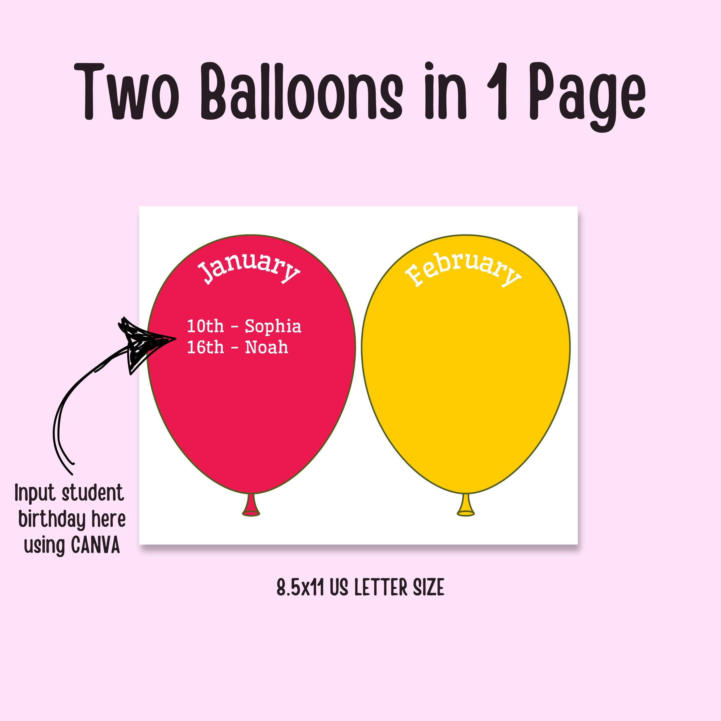 Birthday Bulletin Board Printable Rainbow Balloons Color Class Birthday ...