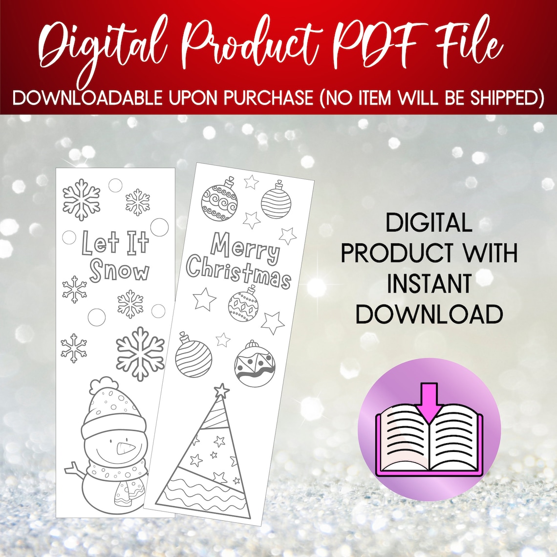 Christmas Coloring Bookmarks Winter Coloring Pages Christmas - Etsy