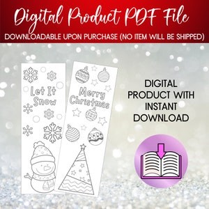 Christmas Coloring Bookmarks Winter Coloring Pages Christmas - Etsy