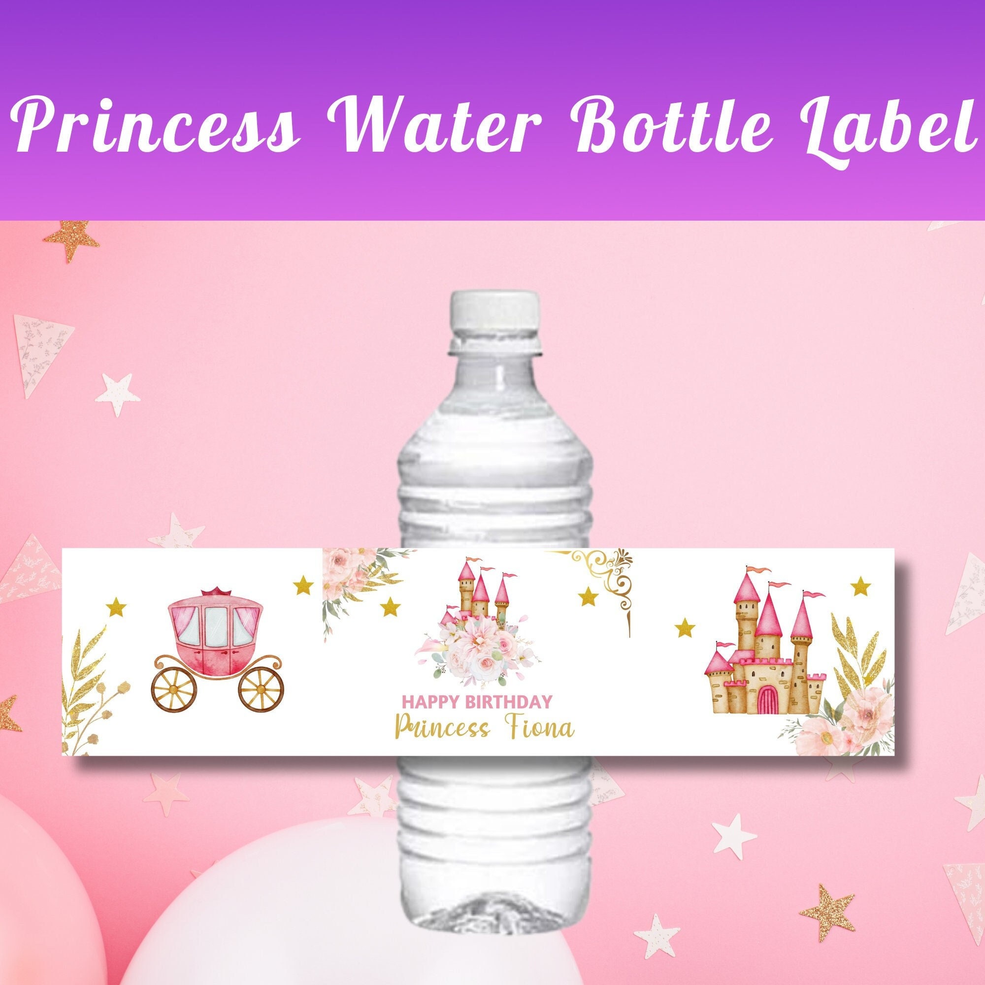 Editable Princess Bottle Water Label Template Princess Birthday Party ...
