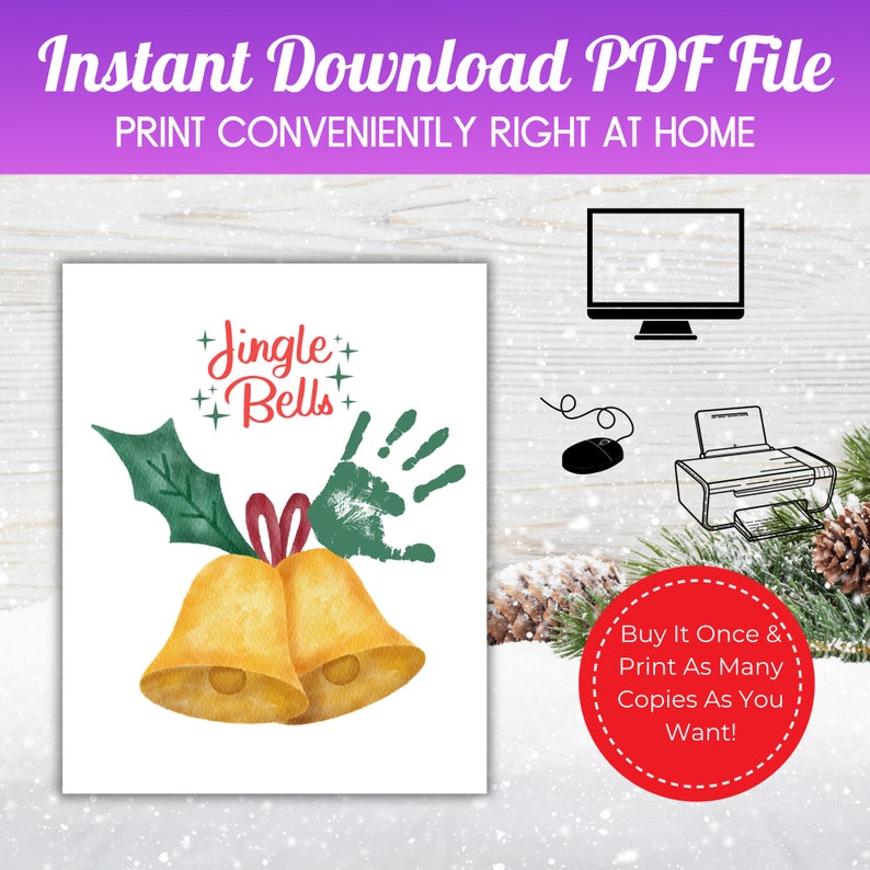 Christmas Handprint Craft Printable Christmas Bells Handprint Art DIY ...