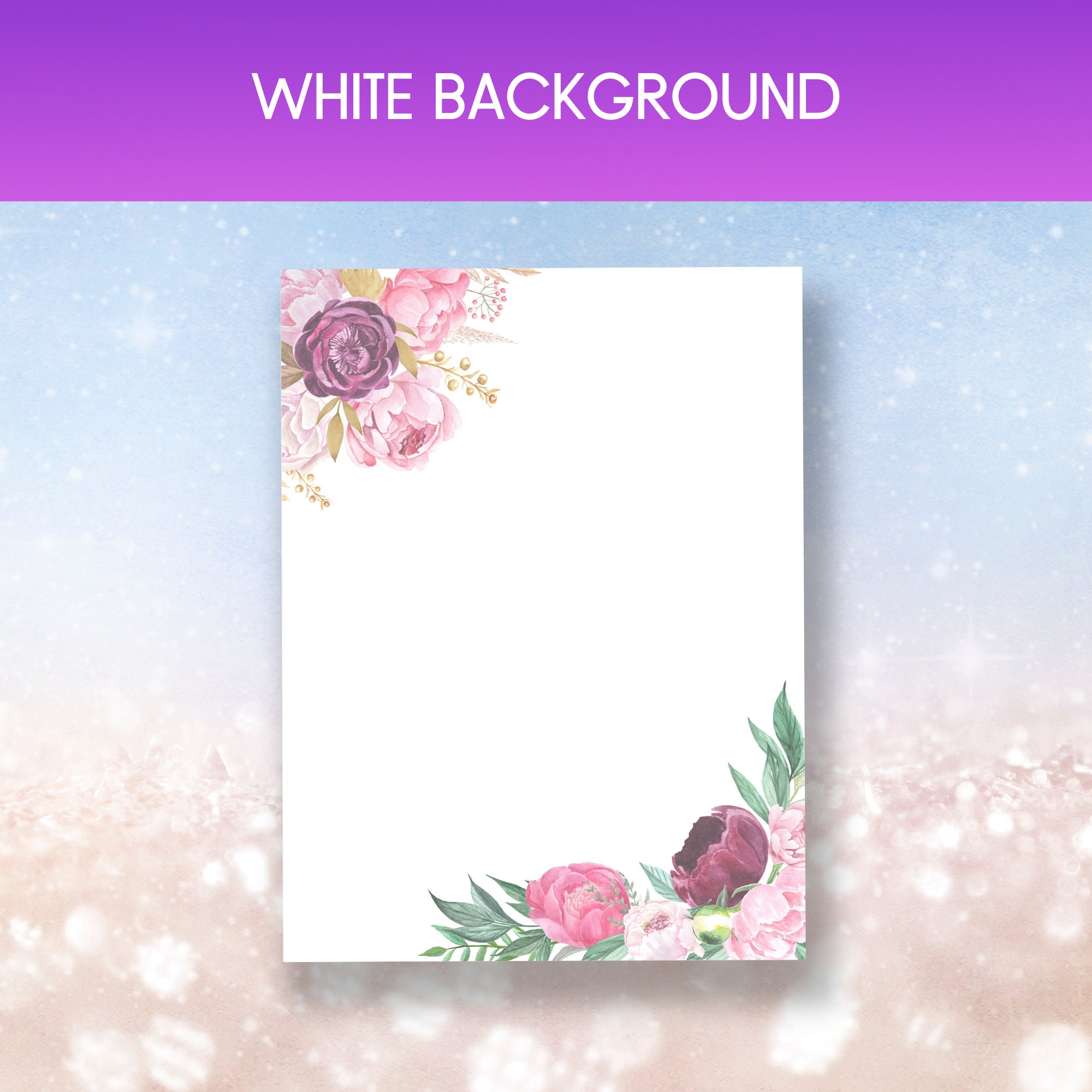 Purple Flowers Printable Stationery Letter Writing Paper Flower ...