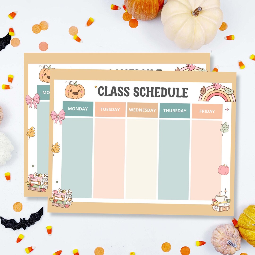 Printable Class Schedule Template, Boho School Timetable Planner ...