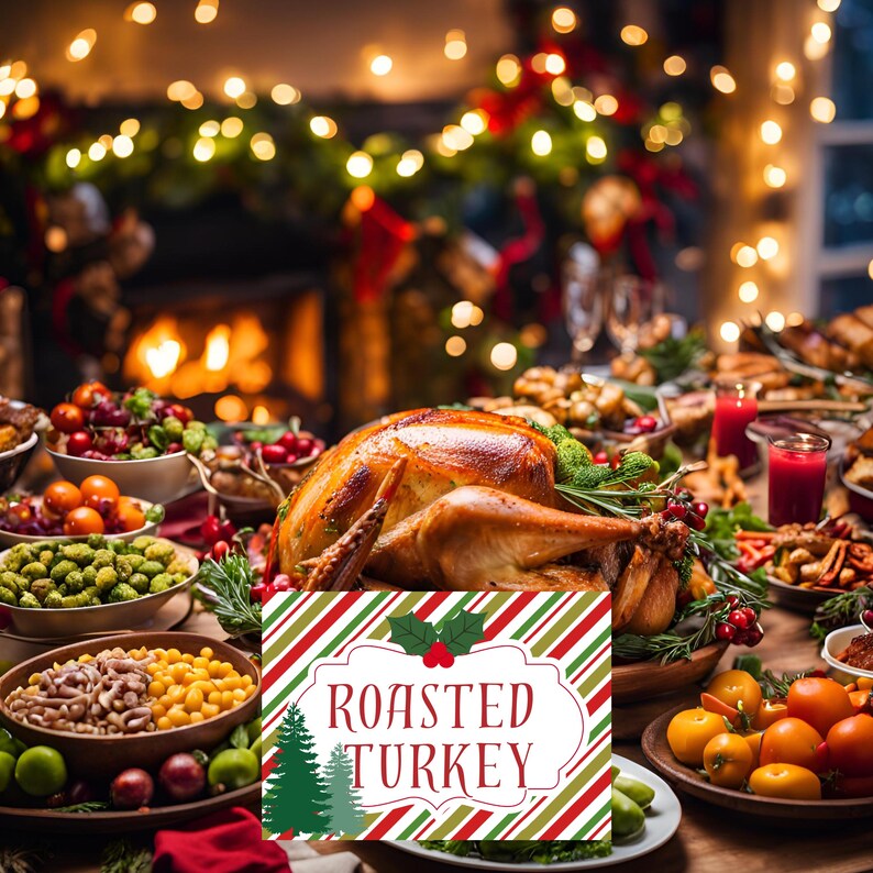 Editable Christmas Food Label Christmas Buffet Name Card Christmas ...