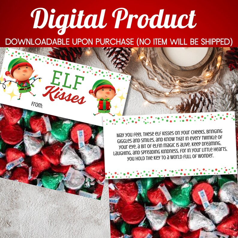 ELF Kisses Treat Bag Christmas Toppers Printable Christmas Gift Tags ...