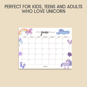Unicorn Calendar 2024 - 2025 Homeschool Calendar Unicorn Lovers Monthly ...