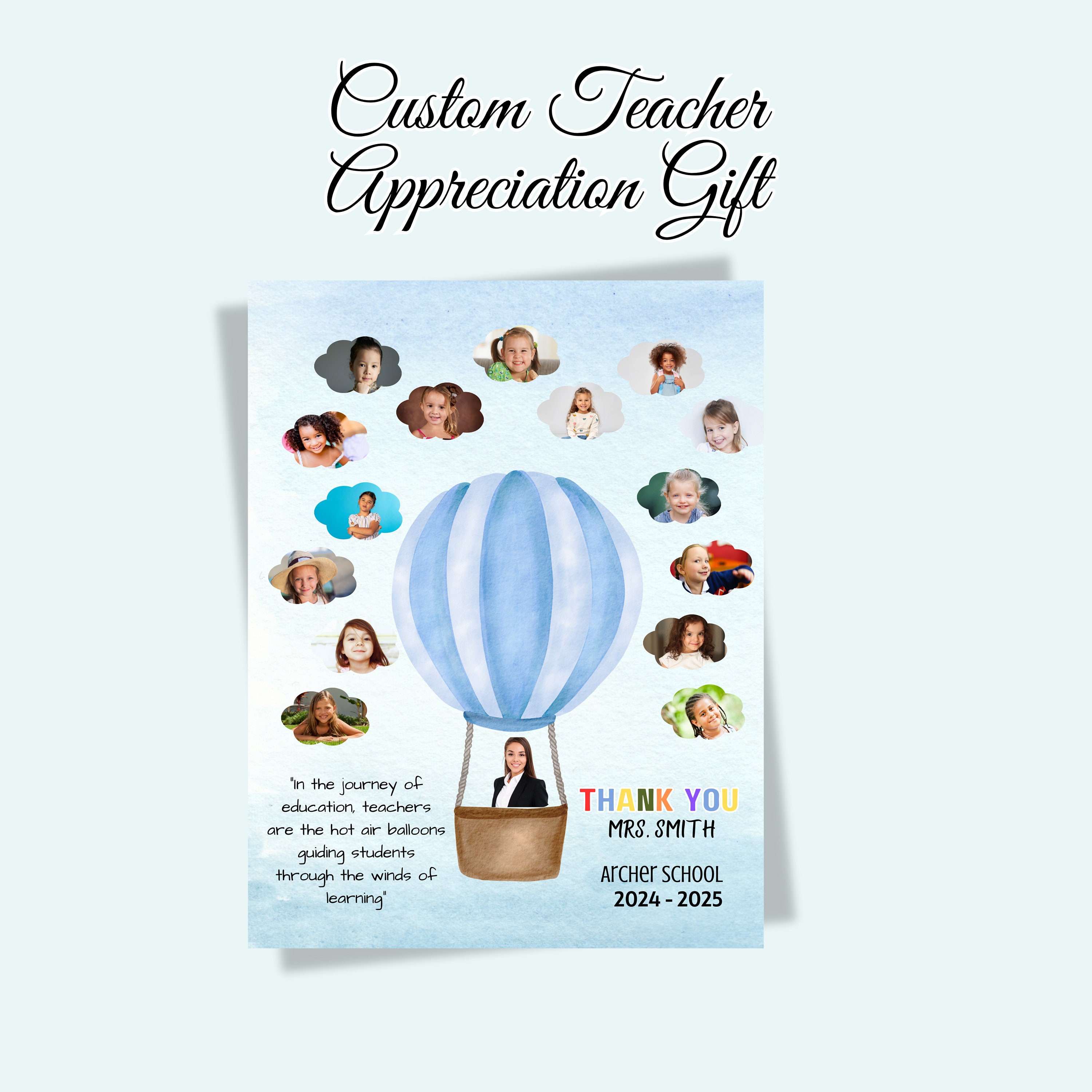 Teacher Photo Custom Editable Appreciation Gift From Student Photo Air ...