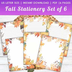 Fall Stationary Set 6 Thanksgiving Letter Writing Paper Autumn Writing ...