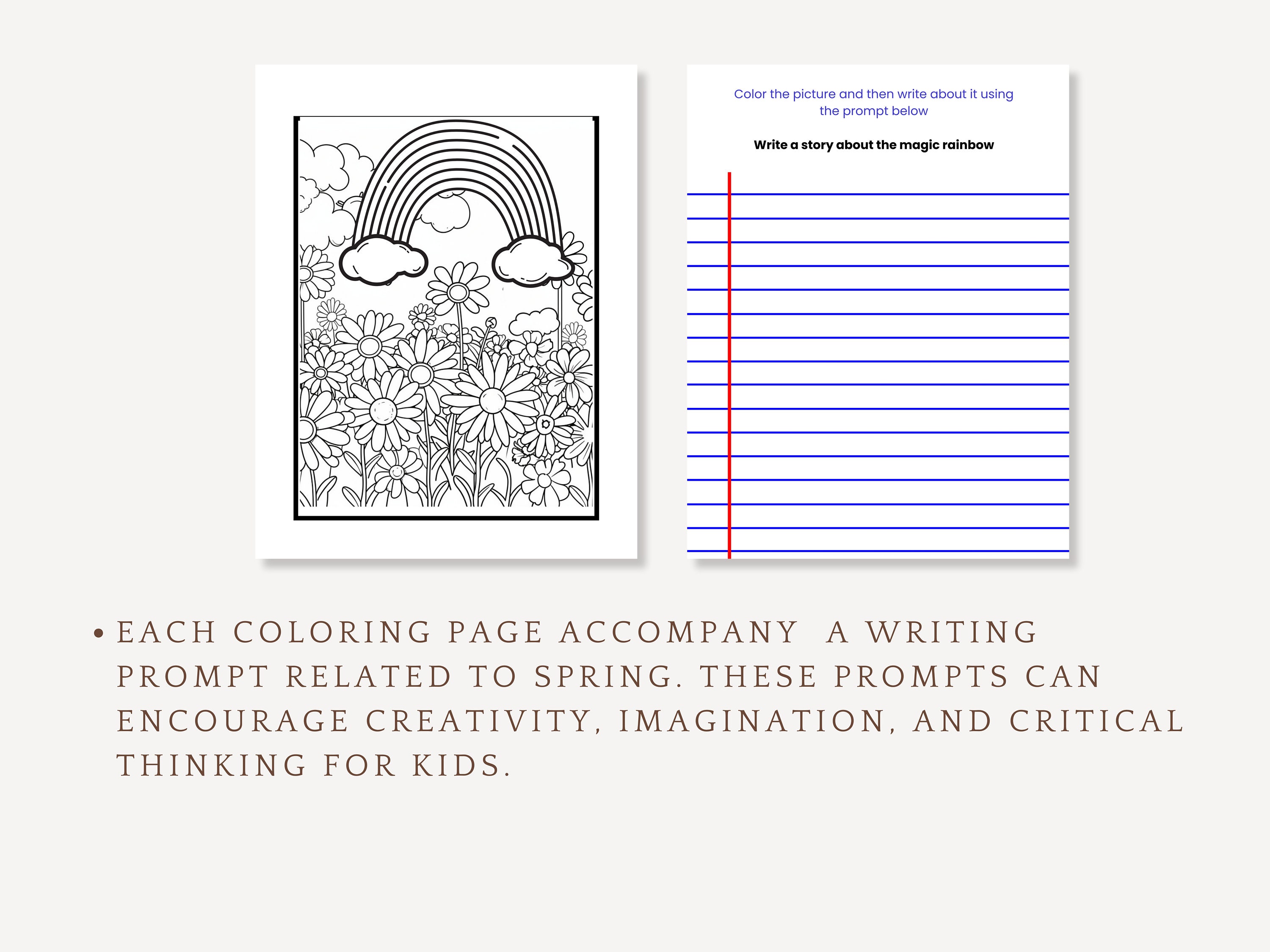 Coloring Pages for Kids Printable Writing Prompts Kids Spring ...