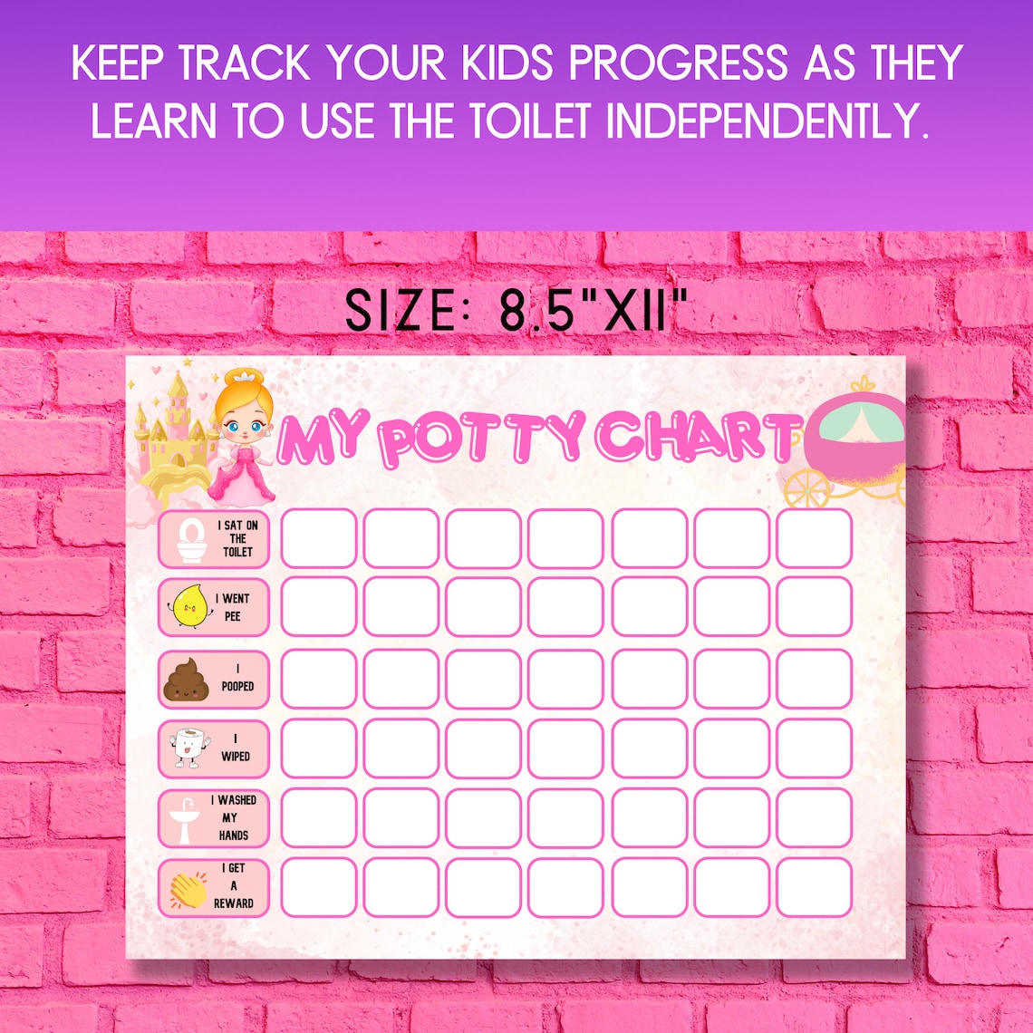 Printable Kids Potty Chart for Girls Potty Chart Princess Toddler Potty ...