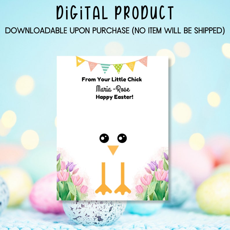 Customize Chick Easter Handprint Craft Printable Art DIY for Kids Baby ...