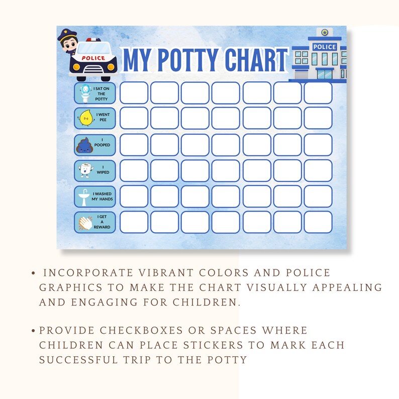 Police Potty Chart for Boy Toilet Training Chart Kids Potty Chart ...