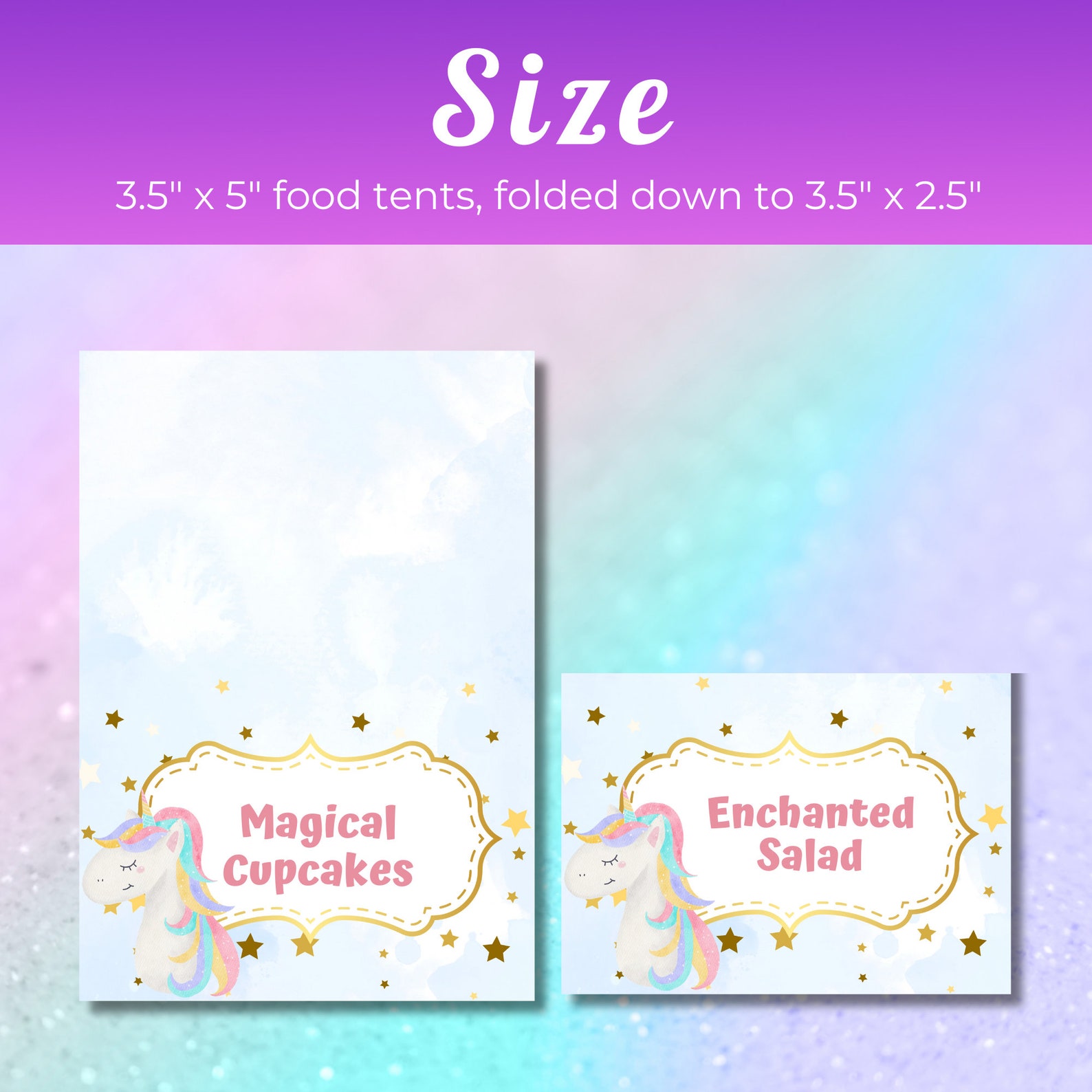 Editable Unicorn Food Label Card Template Buffet Card Template Unicorn ...