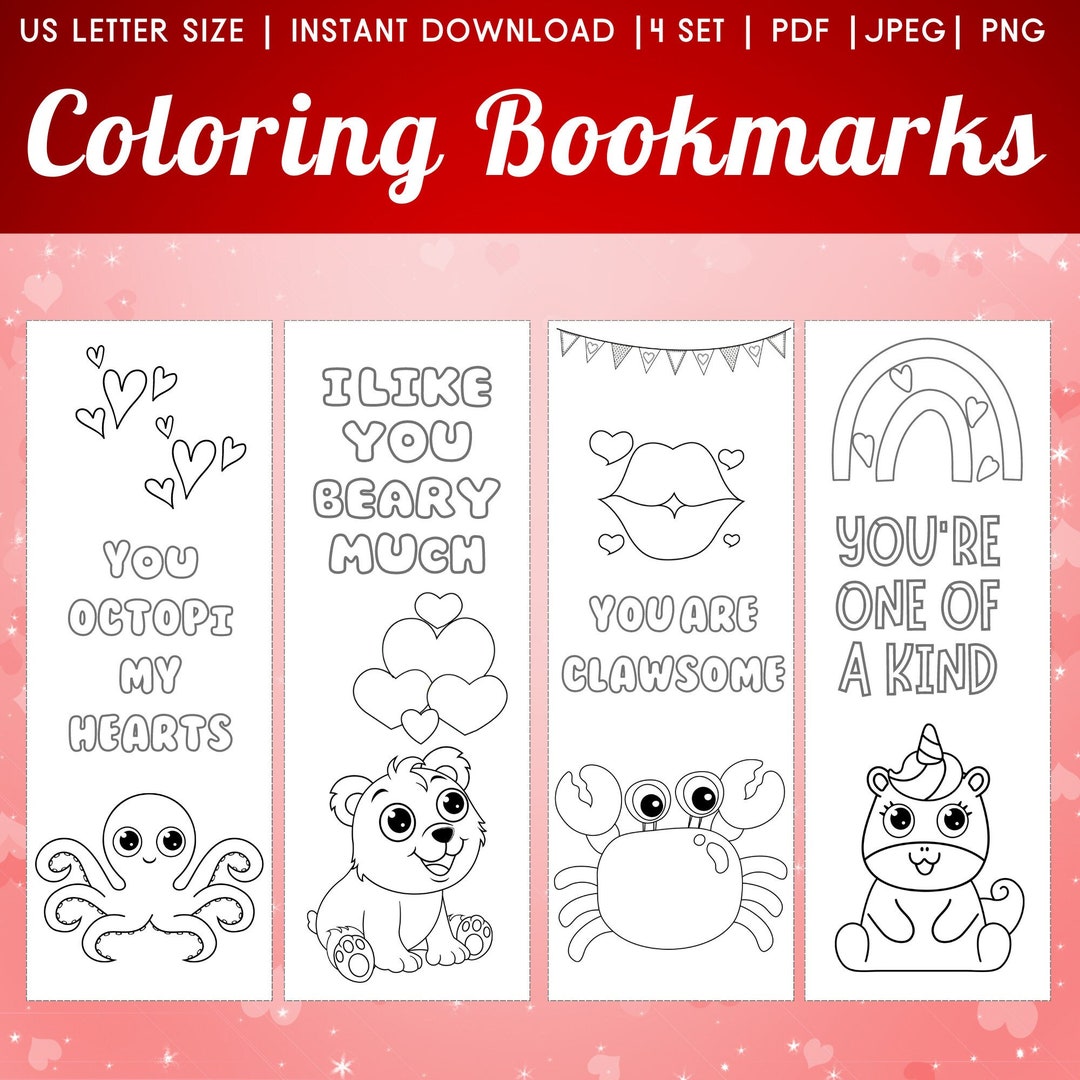 Valentines Puns Cards Valentines Coloring Bookmarks Cute Animal ...
