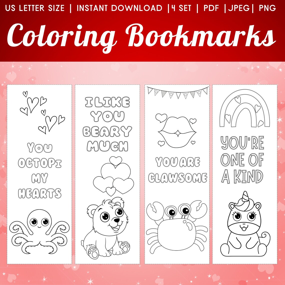 Valentines Puns Cards Valentines Coloring Bookmarks Cute Animal ...