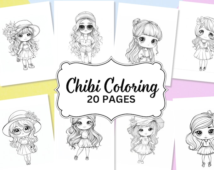 Chibi Girls Coloring Book | INSTANT DOWNLOAD | Printable Coloring Pages ...