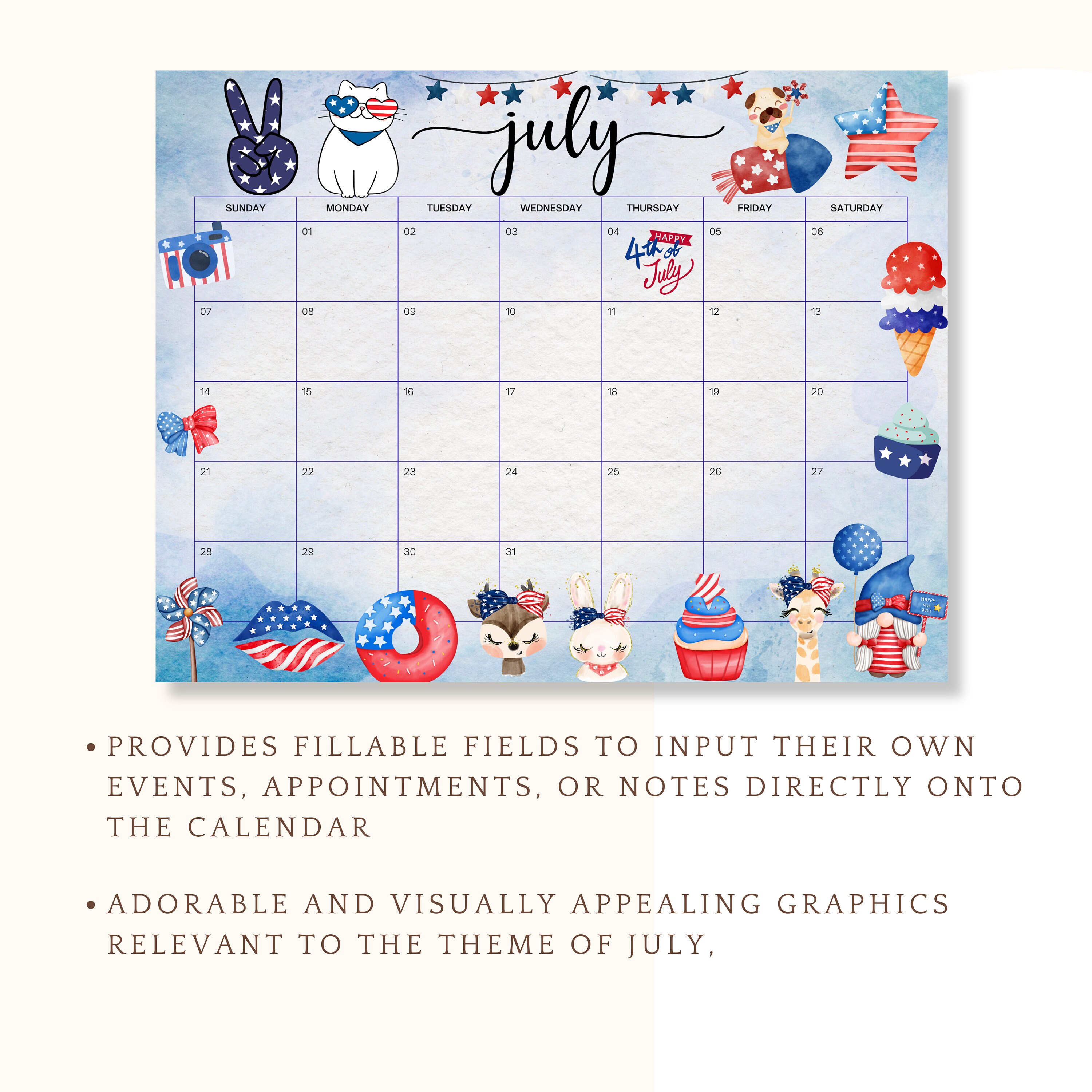 July 2024 Calendar Printable Kids 2024 Calendar Classroom School ...