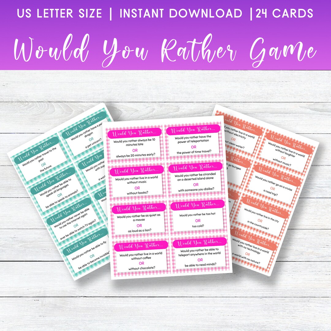 Would You Rather Game Would You Rather Cards Would You - Etsy
