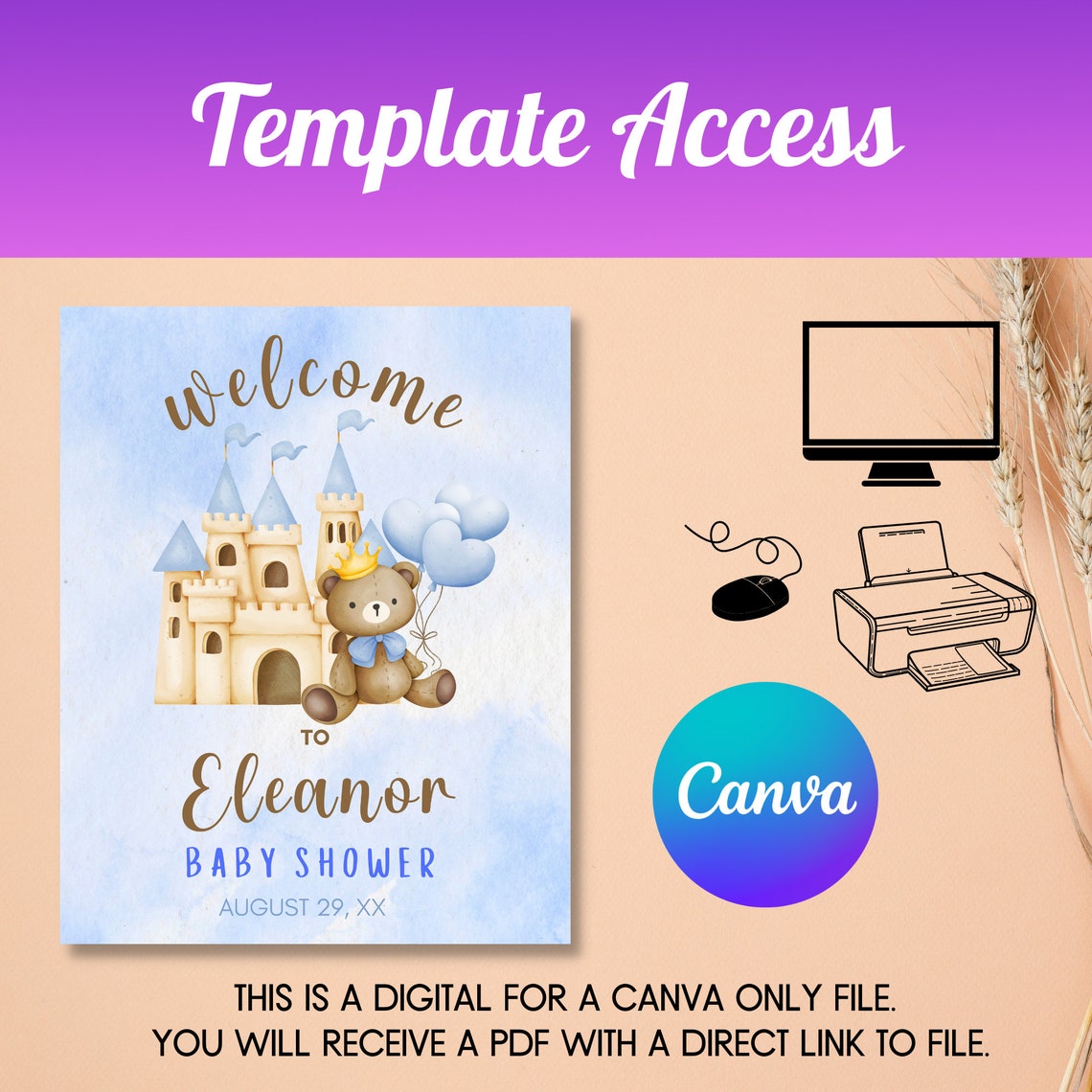 Editable Baby Shower Welcome Sign Boy Baby Shower Welcome Sign Template ...