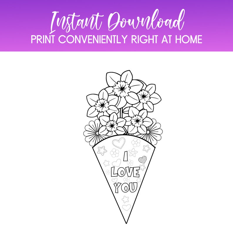 Mothers Day Flower Printable Coloring Mothers Day Bouquet Mother's Day ...