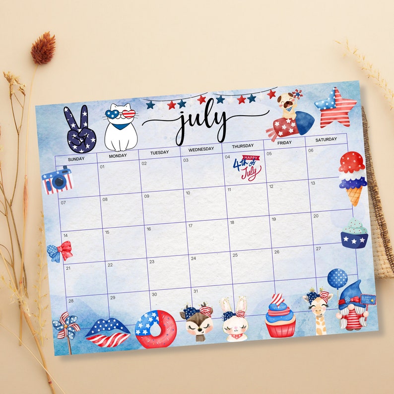 July 2024 Calendar Printable Kids 2024 Calendar Classroom School ...