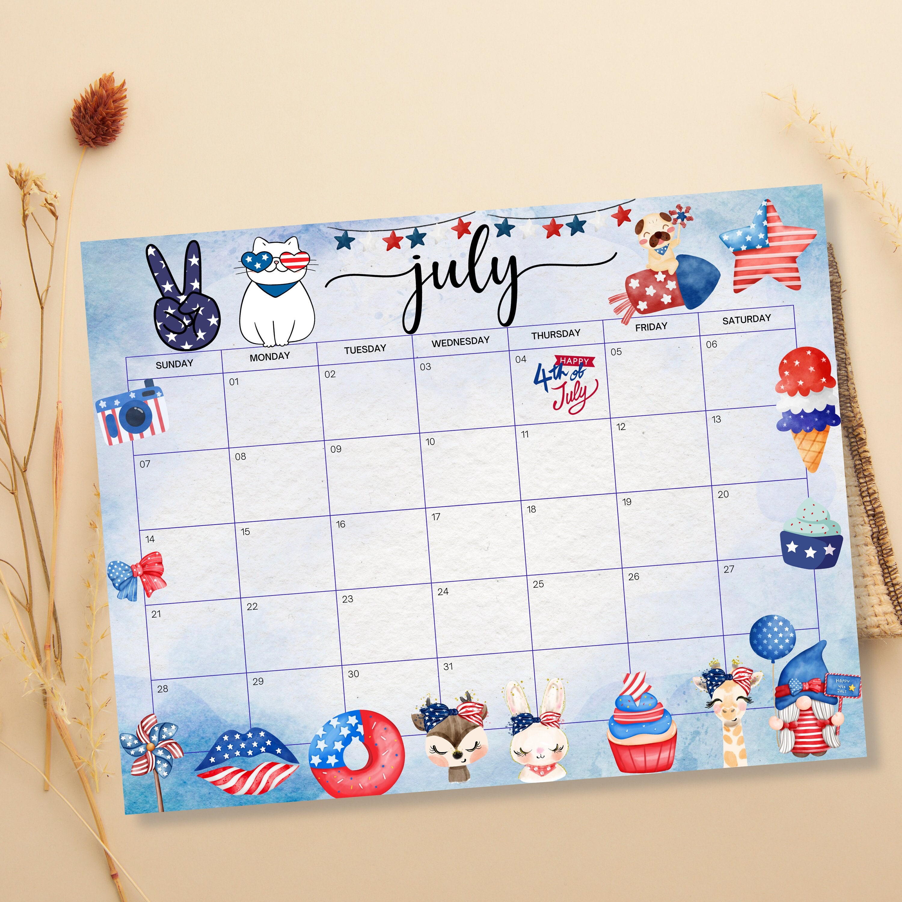 July 2024 Calendar Printable Kids 2024 Calendar Classroom School ...