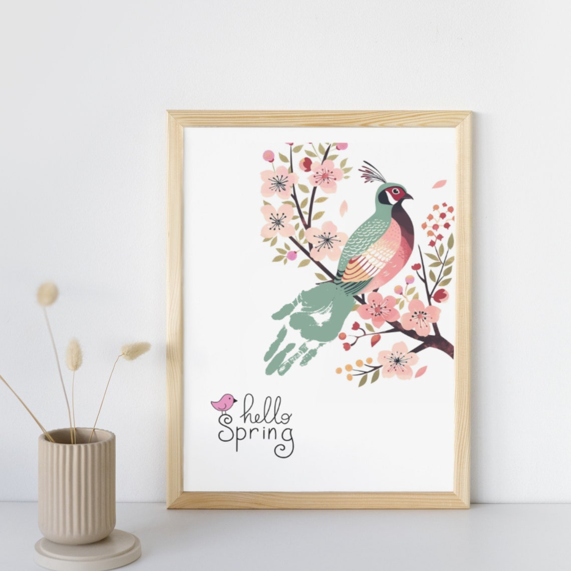 Spring Handprint Craft Art Printable Bird Handprint Tail Springtime ...