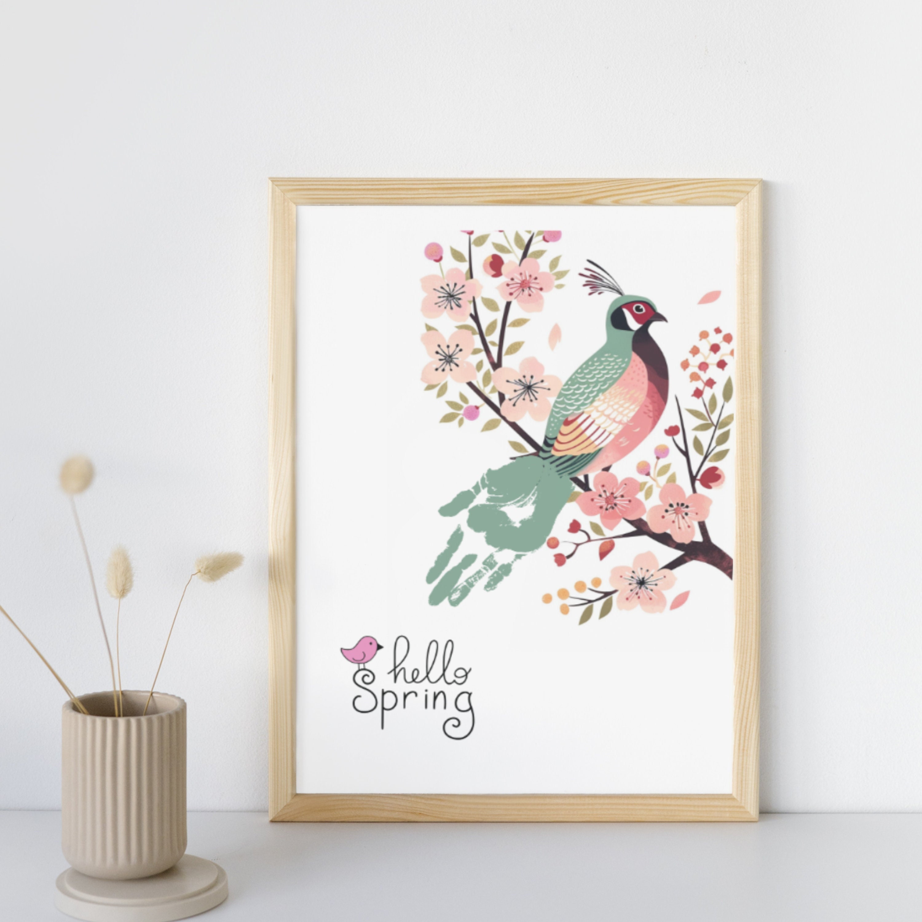 Spring Handprint Craft Art Printable Bird Handprint Tail Springtime ...