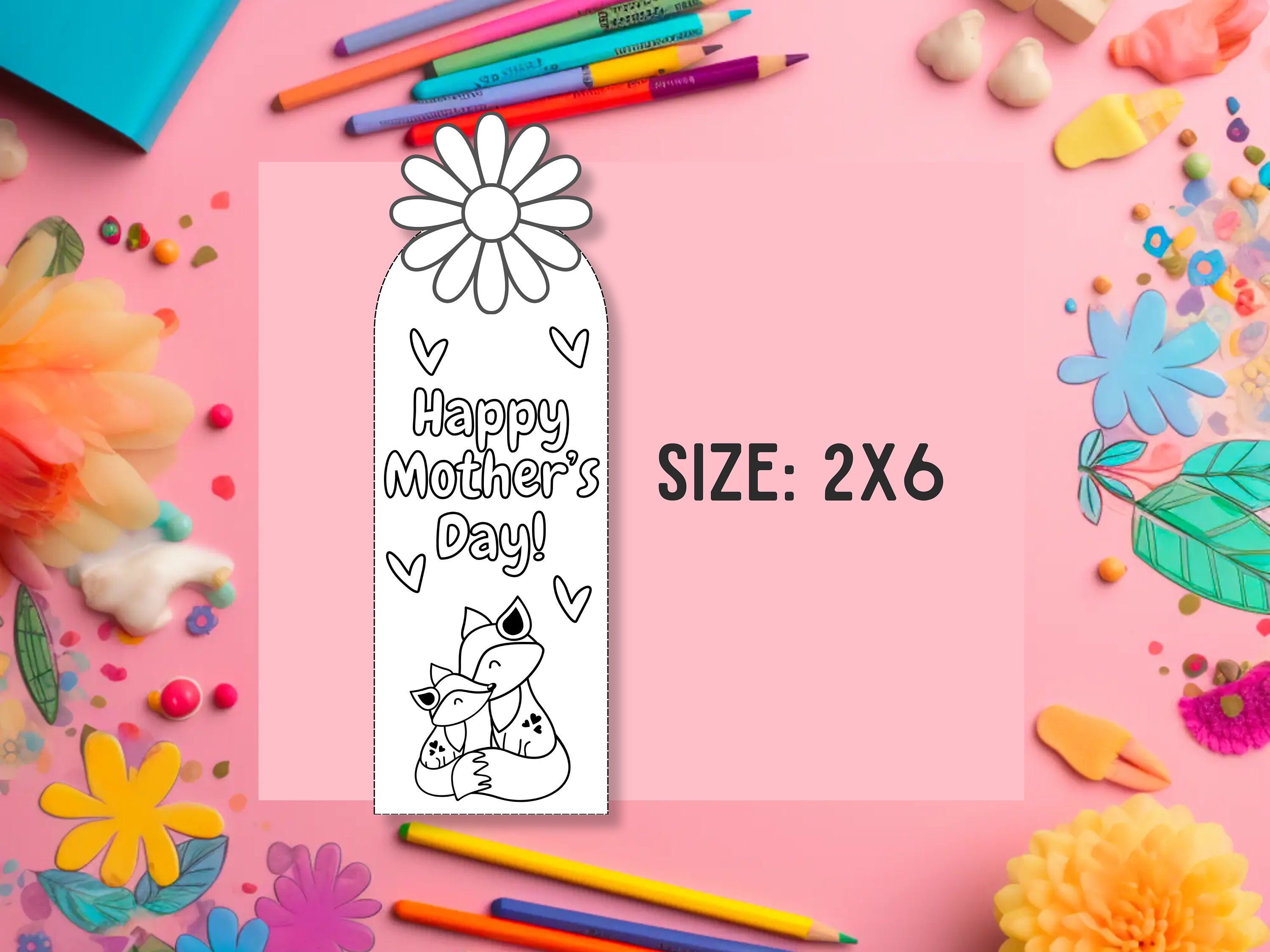 Printable Mothers Day Coloring Bookmark Set Flower Mom Baby Mothers ...