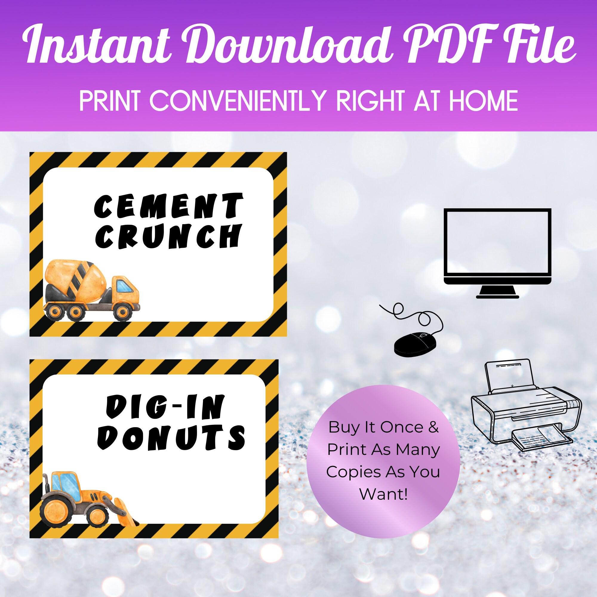 Editable Construction Food Tent Construction Food Labels Place - Etsy