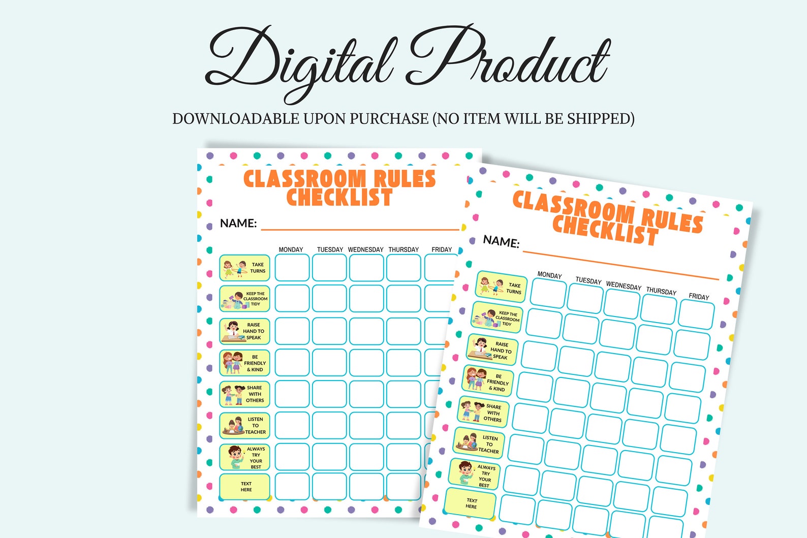 Student Classroom Rules Checklist Class Expectations Elementary ...
