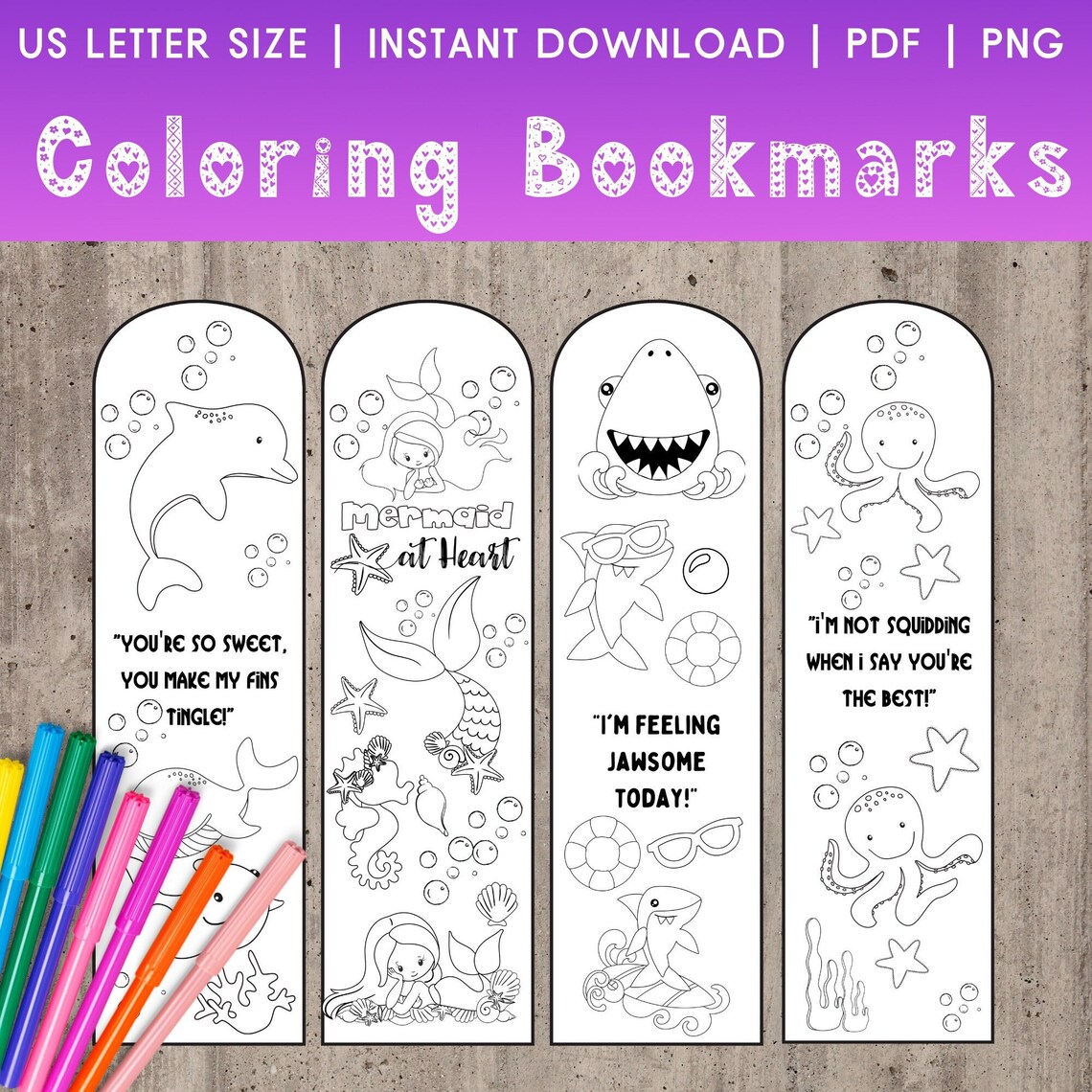 Sea Animals Coloring Pages Coloring Bookmarks Printable Coloring ...