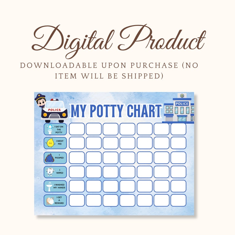 Police Potty Chart for Boy Toilet Training Chart Kids Potty Chart ...
