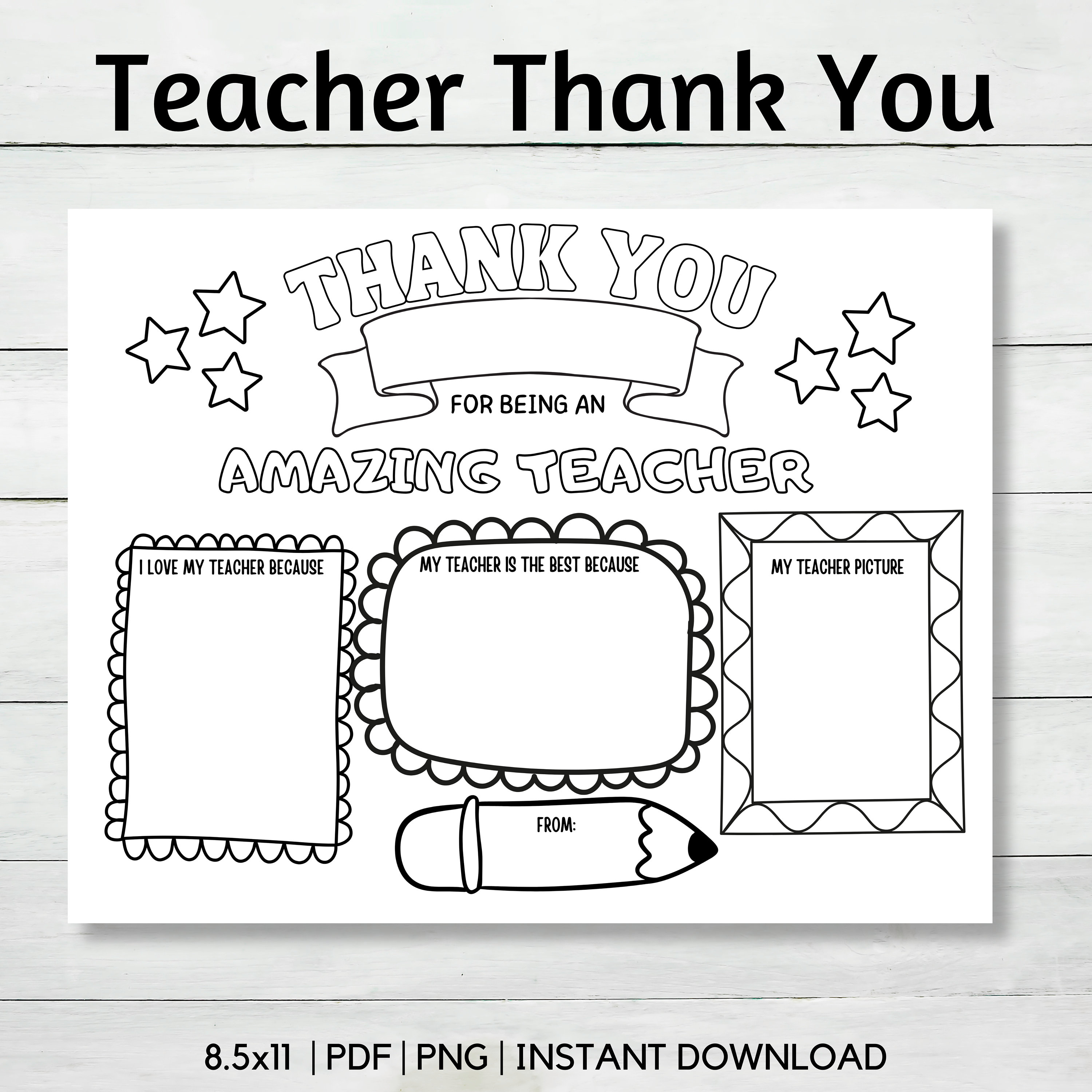 Teacher Appreciation Printable Gift Thank You Teacher Gift Coloring ...